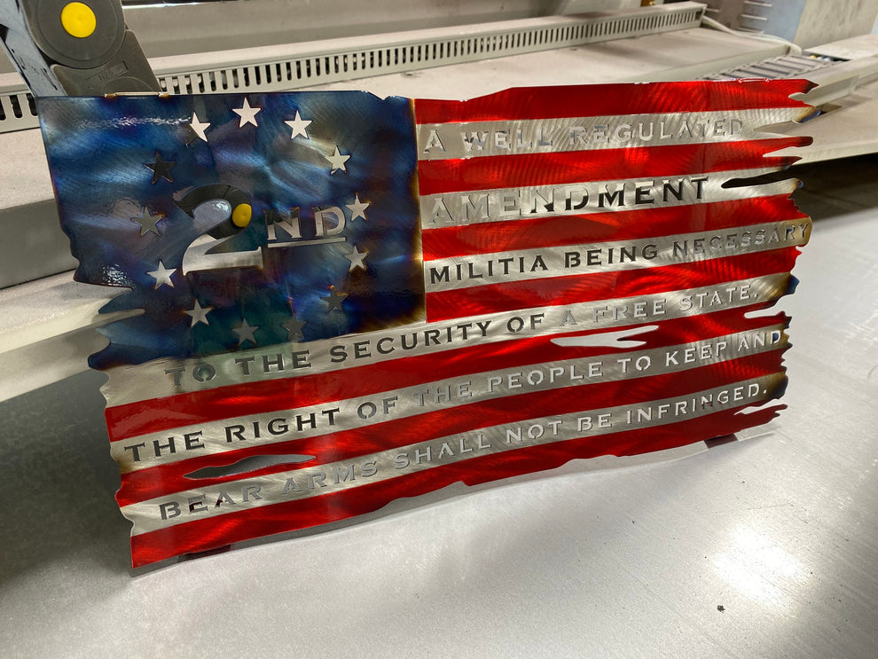 Second Amendment American Flag – Metal Wall Art for Patriots – CnS CnC